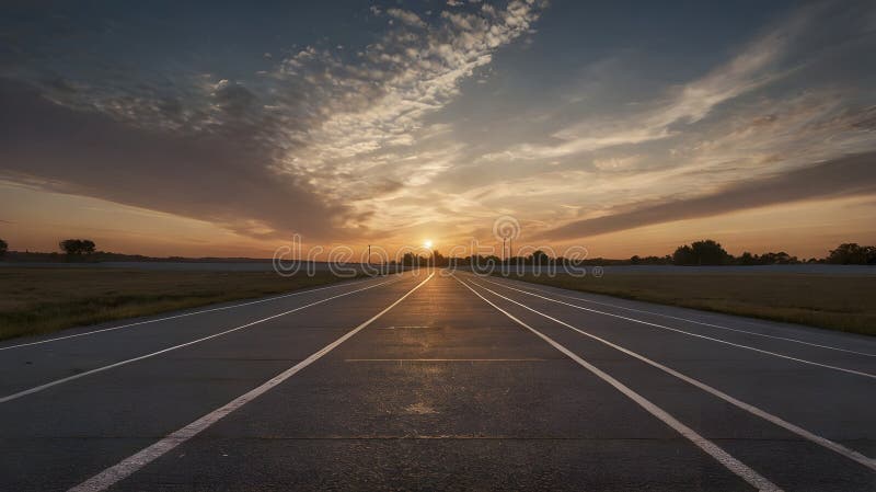 Chasing Dreams on an Empty Endless Running Track at Sunset Stock Image ...