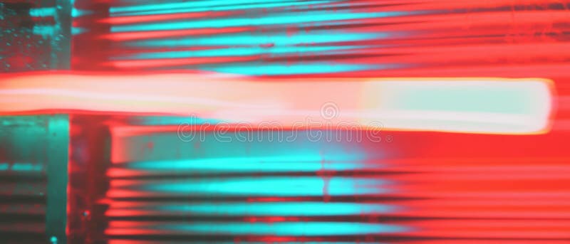 Chasing Neon Lights Illuminating Textured Corrugated Aluminum Surface ...