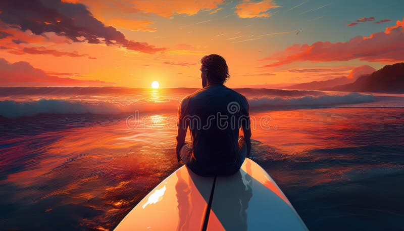 Chasing Sunsets while Surfing on a Stock Image - Image of enjoyment ...