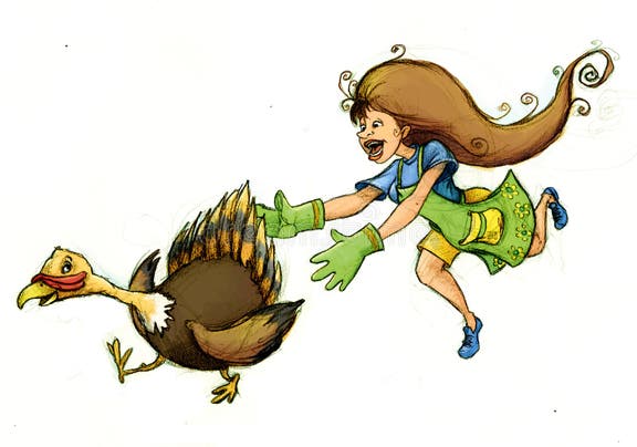 Chasing the Turkey stock illustration. Illustration of cook - 3712757