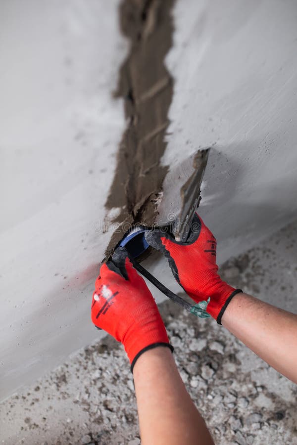 Chasing the Wall for the Installation of an Electrical Cable Stock ...