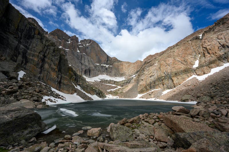 Chasm Lake Below Longs Peak Stock Image - Image of meadow, panorama ...