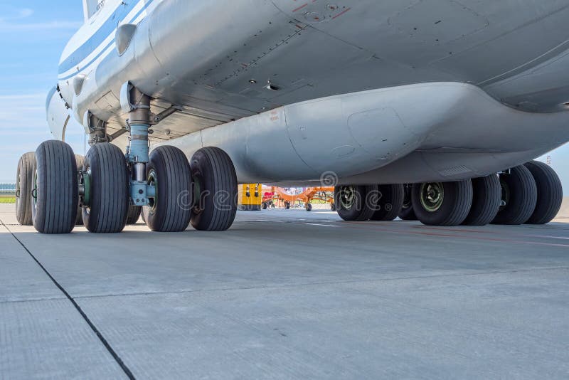 Chassis Cargo Aircraft Boeing 747. Airport in Winter. Stock Photo ...