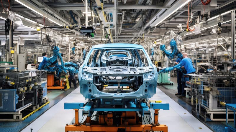 Chassis Line Car Production Stock Illustration - Illustration of ...