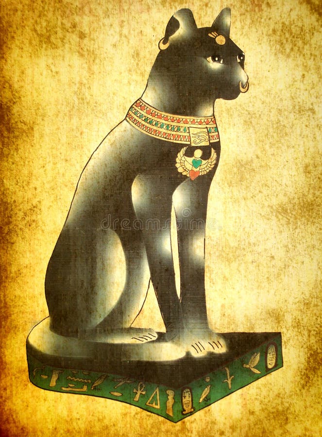 Chat égyptien Bastet photo stock. Image du noir, papyrus - 14040090