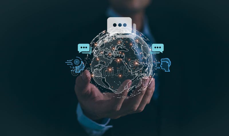Chat With Ai Adult Man Chatting With A Smart Ai Or Artificial