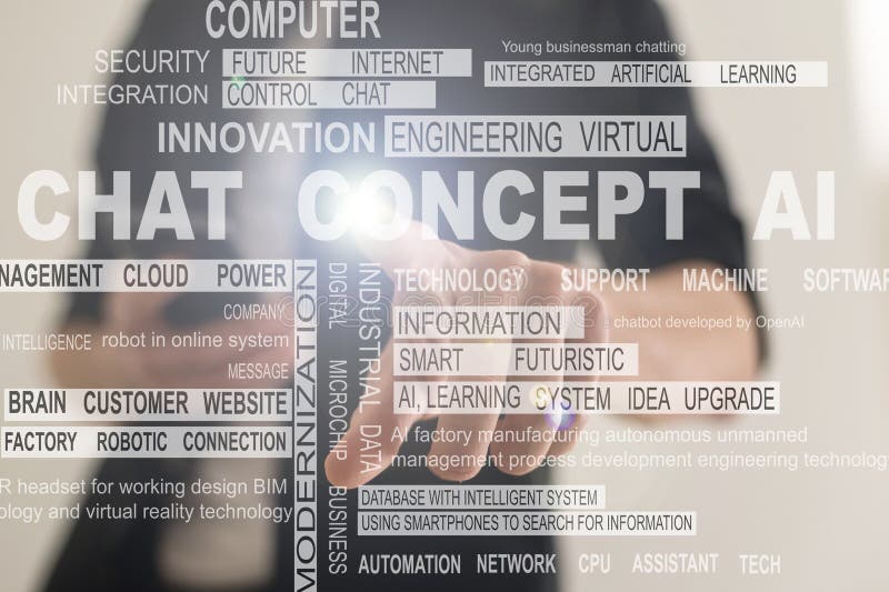 Chat with AI or Artificial Intelligence Technology. Businessman Using a ...