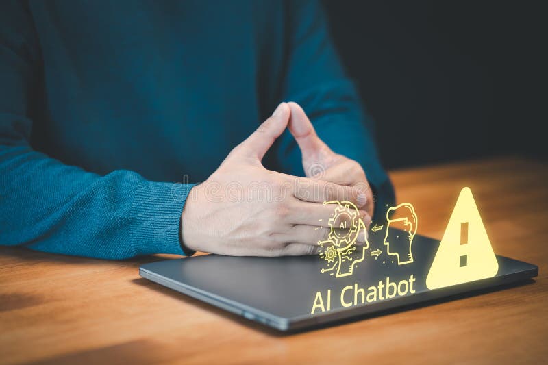 User Male Using Laptop Chatting with a Smart AI Using an Artificial ...