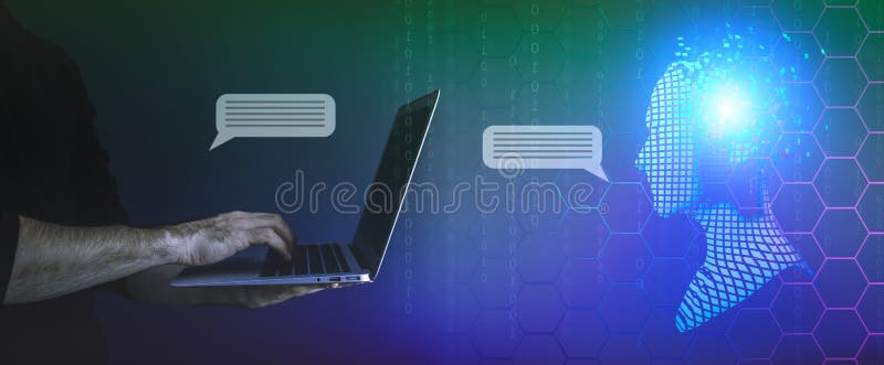 Chat Ai Concept. User Communicates with Artificial Intelligence in Chat ...