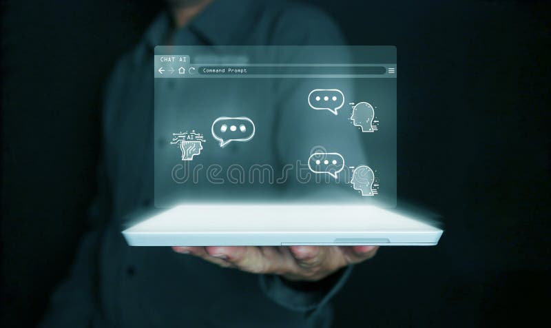 Chat with Ai. a Man Using Chatbot Application Technology To Communicate ...