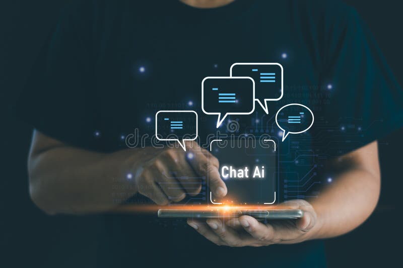 Chat Ai Tech Concept. Business People Use Phone To Connect Robot ...