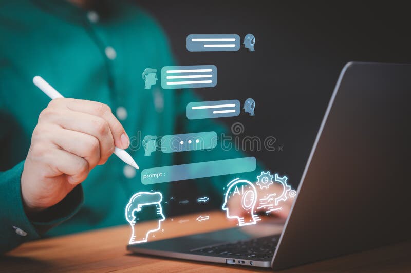 User Man Use Technology Smart Robot AI. Artificial Intelligence by ...