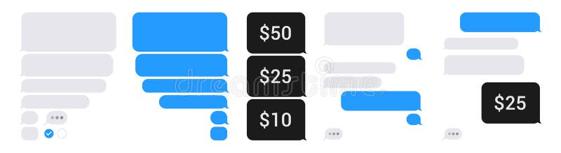 Blank Chat App SMS Bubbles Elements Set. Vector Illustration. Stock ...