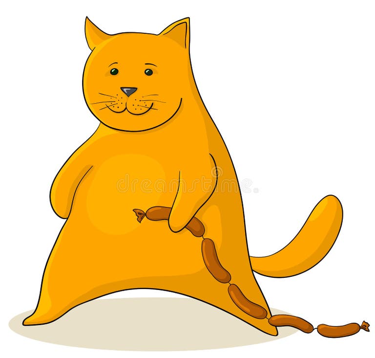 Chat avec la saucisse illustration de vecteur. Illustration du vacances ...