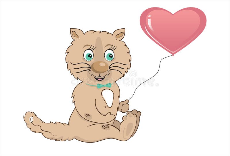 Chat avec le coeur illustration de vecteur. Illustration du chaton ...