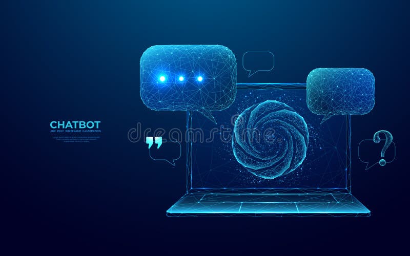 Chatbot Abstract Logo on a Computer Monitor Screen and Speech Bubbles ...