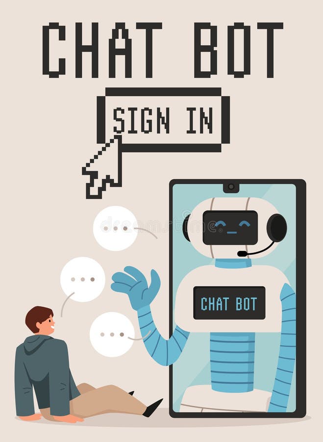 Chat Bot, AI or Robot Design Concept, Flat Cartoon Vector Illustration ...