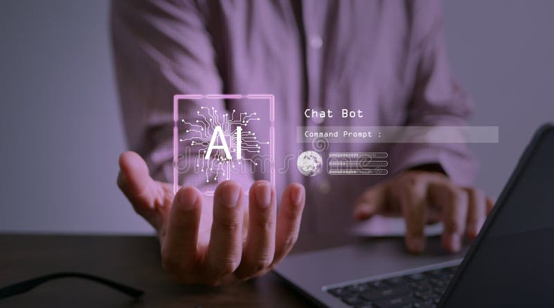AI Tech. Chat Bot, Chat with Ai. Virtual Graphic of a Chatbot on a ...