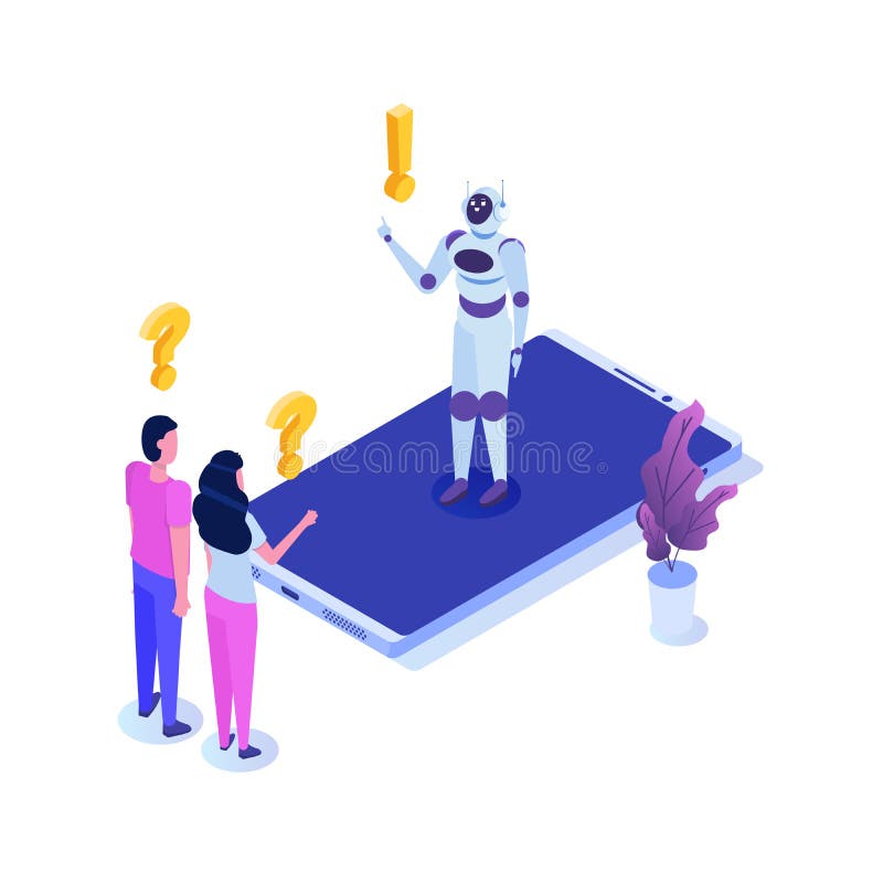 Chat Bot, Artificial Intelligence Isometric. Business AI and IOT ...