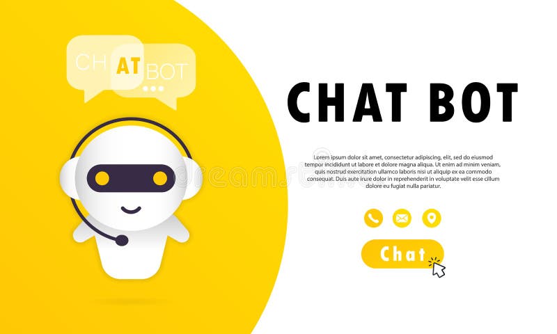 Chat Bot Banner. Online Assistant Bot Landing Page Template. Dialog ...