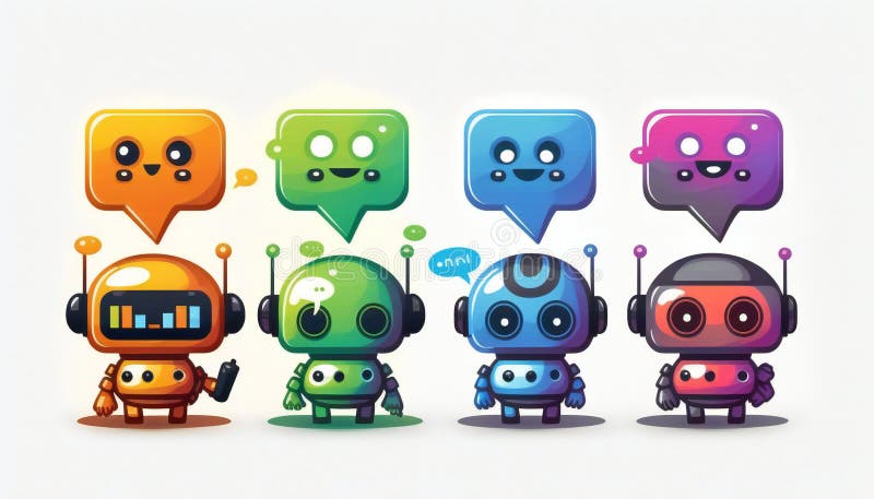 Chat Bot Cartoon Artificial Intelligence Concept, Cute Character and ...