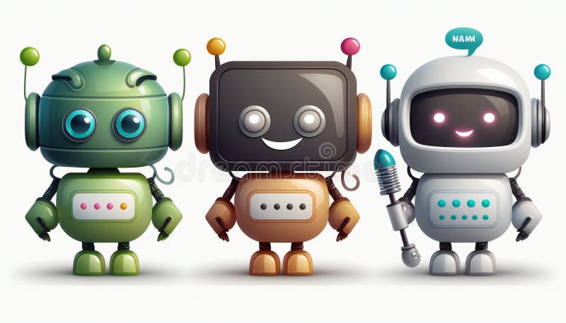 Chat Bot Cartoon Artificial Intelligence Concept, Cute Character and ...