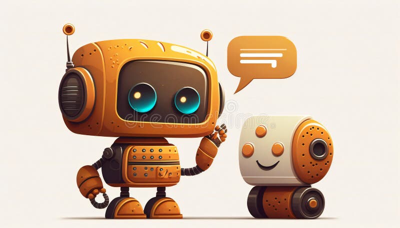 Chat Bot Cartoon Artificial Intelligence Concept, Cute Character and ...