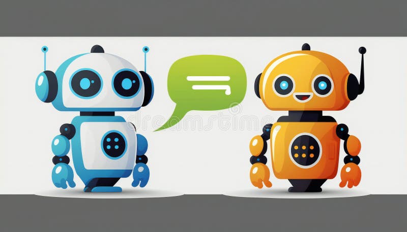 Chat Bot Cartoon Artificial Intelligence Concept, Cute Character and ...