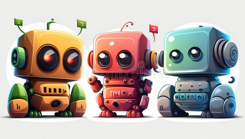 Chat Bot Cartoon Artificial Intelligence Concept, Cute Character and ...