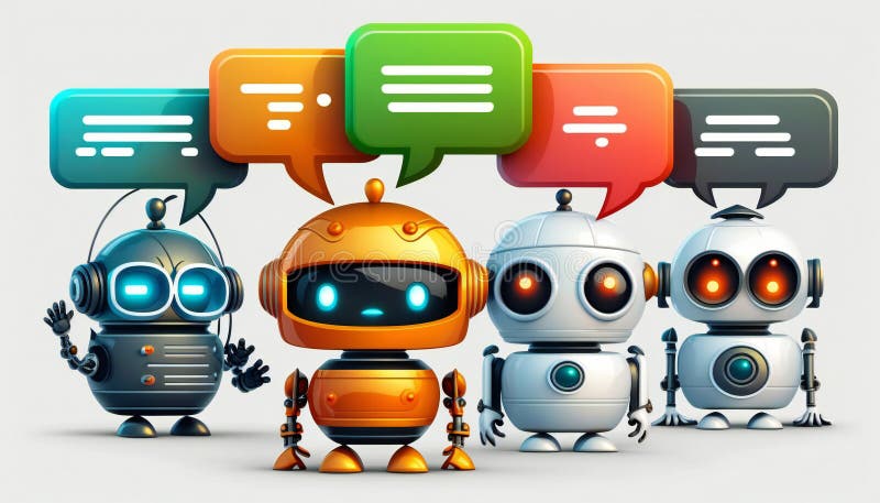 Chat Bot Cartoon Artificial Intelligence Concept, Cute Character and ...