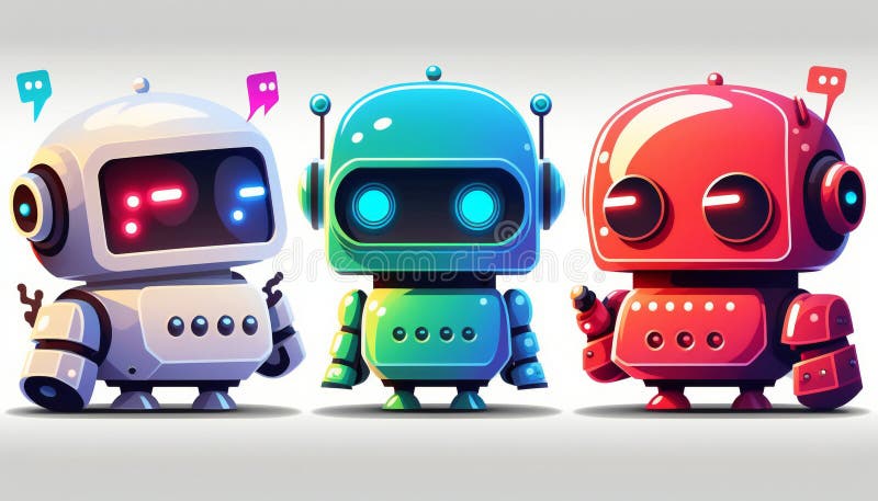 Chat Bot Cartoon Artificial Intelligence Concept, Cute Character and ...