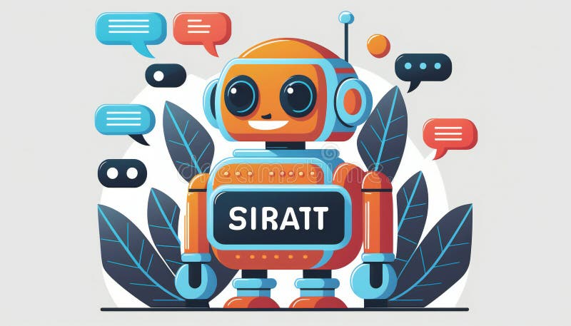 Chat Bot Cartoon Artificial Intelligence Concept, Cute Character and ...