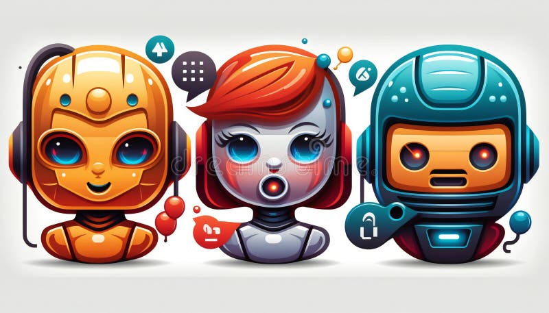 Chat Bot Cartoon Artificial Intelligence Concept, Cute Character and ...