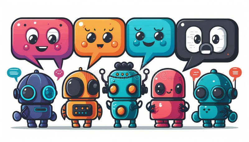 Chat Bot Cartoon Artificial Intelligence Concept, Cute Character and ...