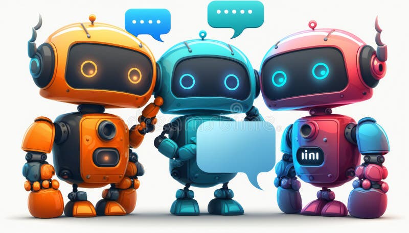 Chat Bot Cartoon Artificial Intelligence Concept, Cute Character and ...