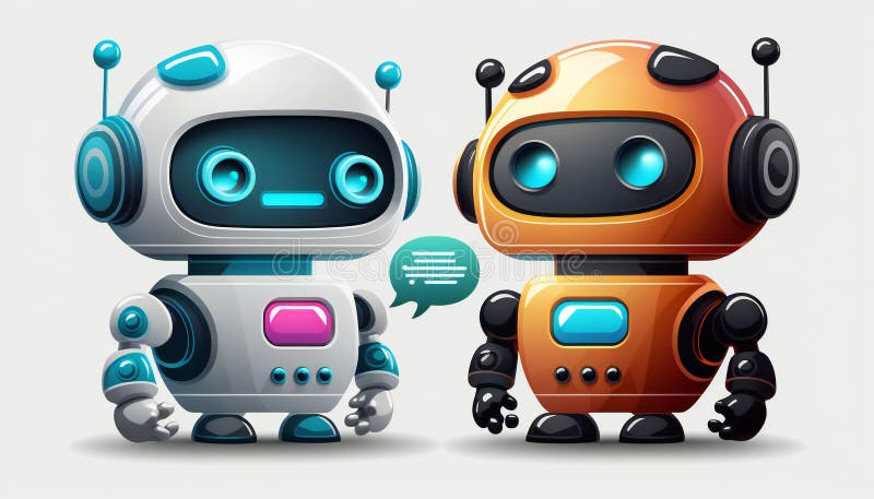Chat Bot Cartoon Artificial Intelligence Concept, Cute Character and ...