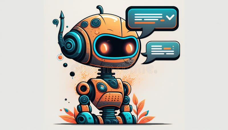 Chat Bot Cartoon Artificial Intelligence Concept, Cute Character and ...