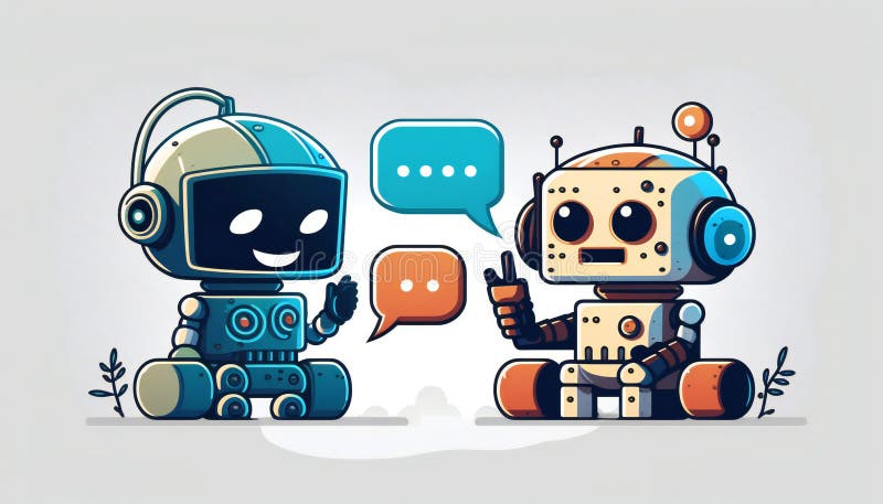 Chat Bot Cartoon Artificial Intelligence Concept, Cute Character and ...