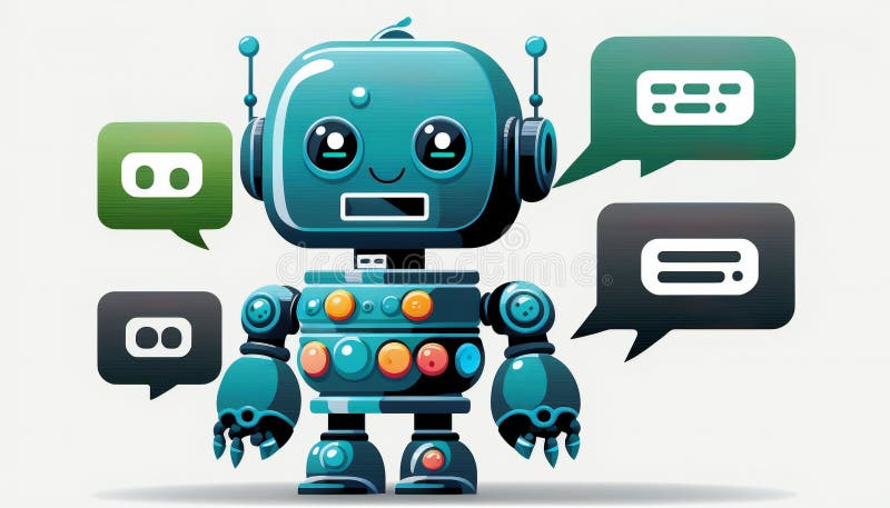 Chat Bot Cartoon Artificial Intelligence Concept, Cute Character and ...