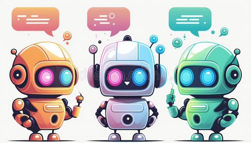 Chat Bot Cartoon Artificial Intelligence Concept, Cute Character and ...