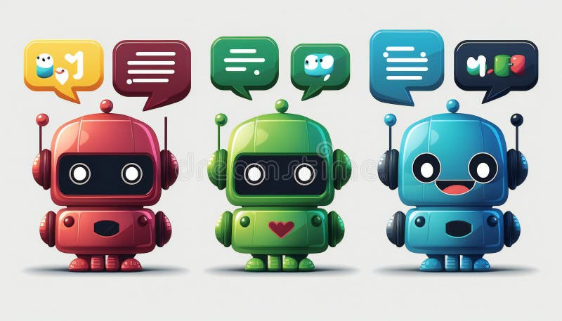Chat Bot Cartoon Artificial Intelligence Concept, Cute Character and ...