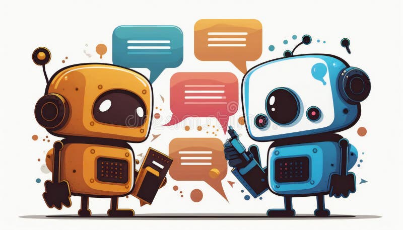 Chat Bot Cartoon Artificial Intelligence Concept, Cute Character and ...