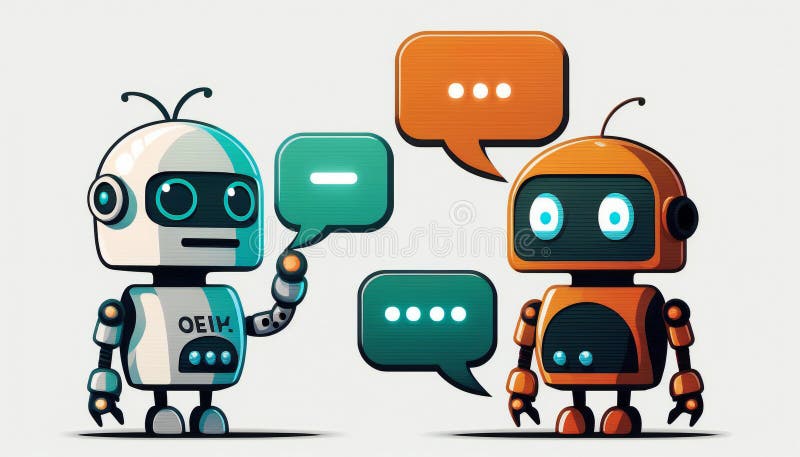 Chat Bot Cartoon Artificial Intelligence Concept, Cute Character and ...