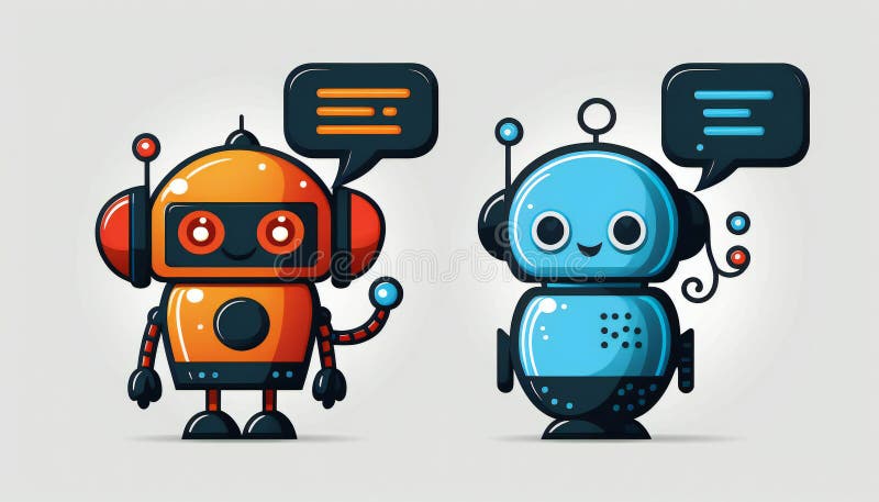 Chat Bot Cartoon Artificial Intelligence Concept, Cute Character and ...
