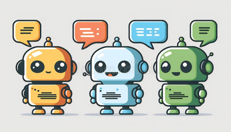 Chat Bot Cartoon Artificial Intelligence Concept, Cute Character and ...