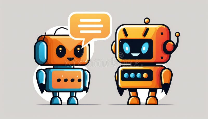 Chat Bot Cartoon Artificial Intelligence Concept, Cute Character and ...