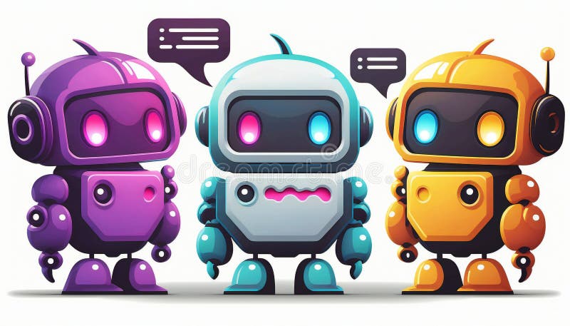 Chat Bot Cartoon Artificial Intelligence Concept, Cute Character and ...
