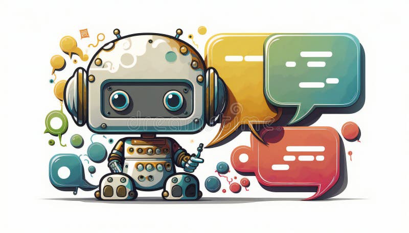 Chat Bot Cartoon Artificial Intelligence Concept, Cute Character and ...