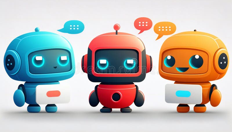 Chat Bot Cartoon Artificial Intelligence Concept, Cute Character and ...