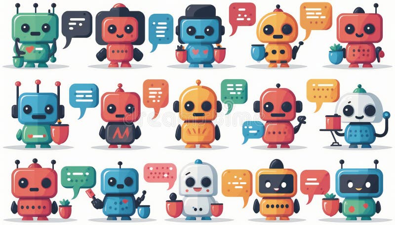 Chat Bot Cartoon Artificial Intelligence Concept, Cute Character and ...